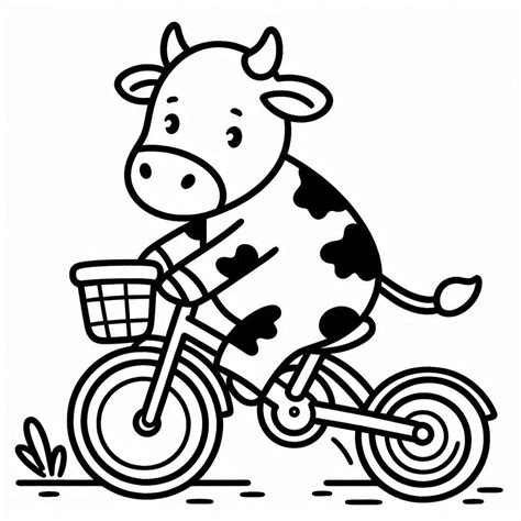 Desenhos De Vaca Anda De Bicicleta Para Colorir E Imprimir