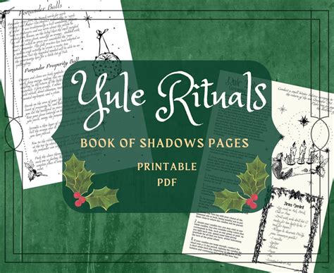 Yule Ritual Printable Book Of Shadows Pages Yule Log Printable Pages