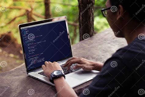Coding and Programming for Web Development and Web Design Concept Using Laptop / Computer Stock ...
