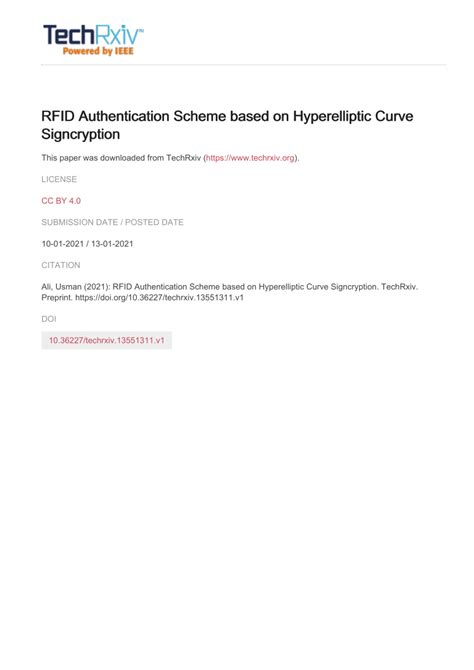 pdf rfid authentication scheme based on hyperelliptic curve signcryption