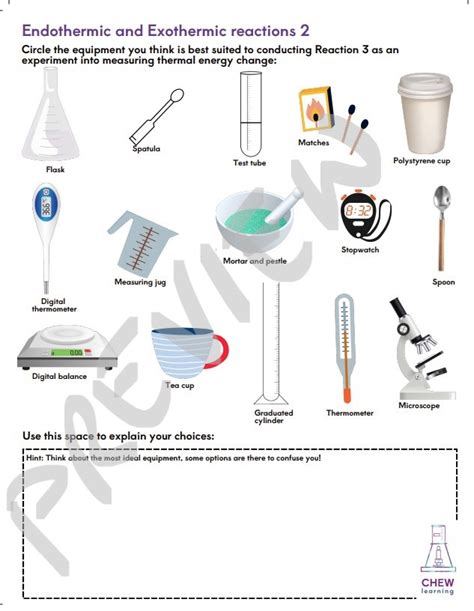 Endothermic And Exothermic Reactions Lab Based Worksheet Ks3