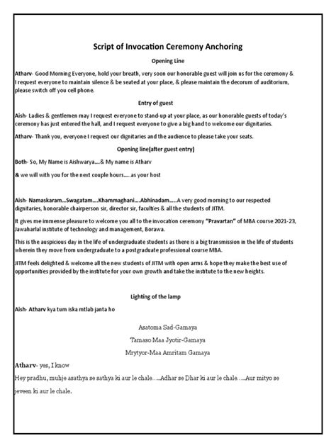 script of invocation ceremony anchoring pdf