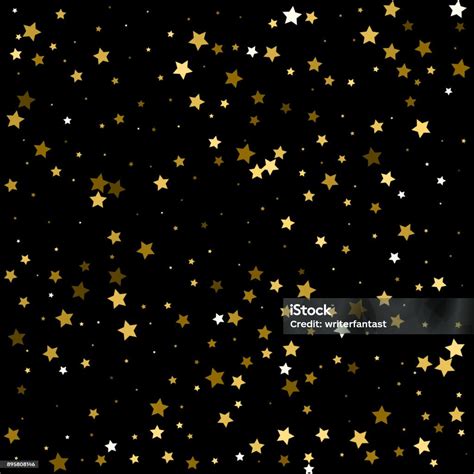 휴일 금 떨어지는 색종이 별 휴일 벡터 배경 밤 하늘에 빛나는 비행 매직 스타와 반짝이 도트 우주 배경 스파클 테두리 갈색에 대한 스톡 벡터 아트 및 기타 이미지 Istock
