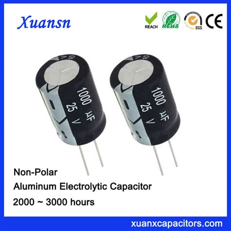 Non Polarised 25v 1000uf Electrolytic Capacitor Customized Service