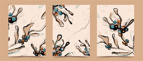 계절잎 가지의 겨울 배경 세트 한 줄의 스타일로 손으로 그린 그림 인쇄 배너 엽서 휴일 아이디어에 대한 현대적인 벽지 아트 일러스트레이션 모던 양식에 대한 스톡 벡터 아트