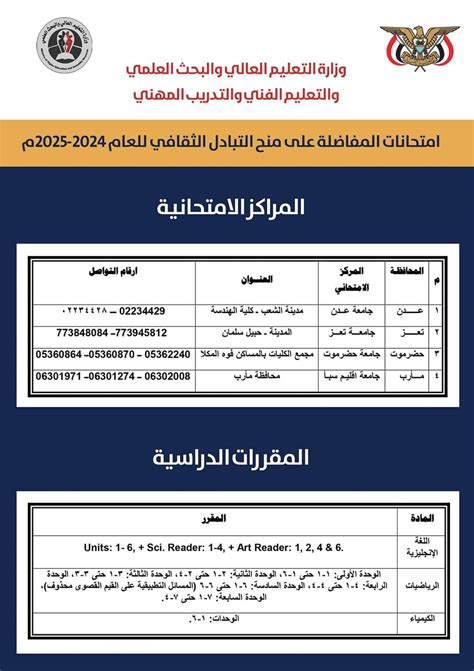إعلان فتح باب التسجيل لامتحانات المفاضلة على منح التبادل الثقافي للعام