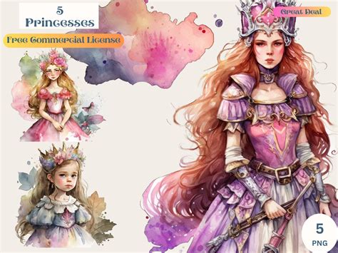 Princess Art Princess Clipart Royalty Instant Download Clip Art Image Files Watercolor Art