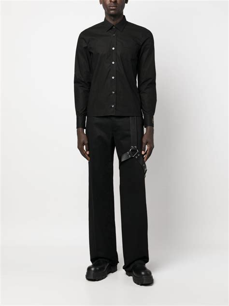 Raf Simons Logo Patch Long Sleeve Cotton Shirt Black Farfetch