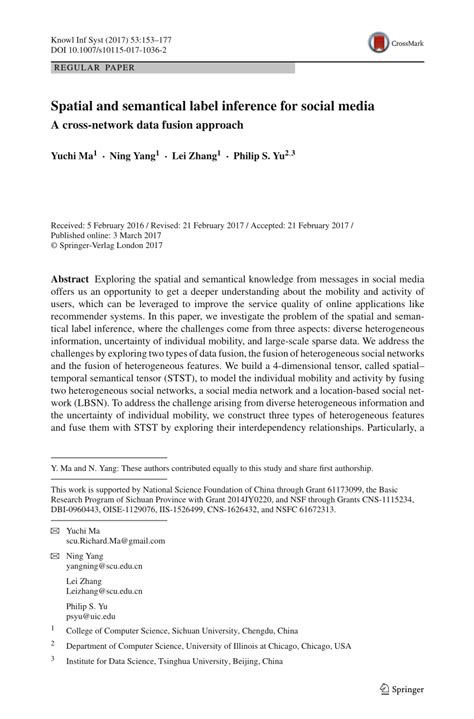 Pdf Spatial And Semantical Label Inference For Social Media