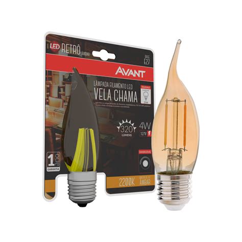 Lâmpada Led Retro Vela Chama E27 Dim 4w 127v 2200k Luz Quente Shopee