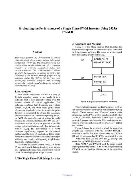 Evaluating The Performance Of A Single Phase Pwm Inverter Using