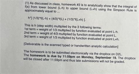 1 as discussed in class homework 2 is to