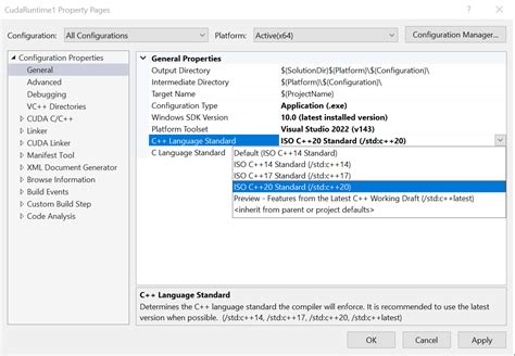 C How To Enable C 17 Code Generation In VS2019 CUDA Project