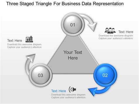 At Three Staged Triangle For Business Data Representation Powerpoint Template Slide Graphics