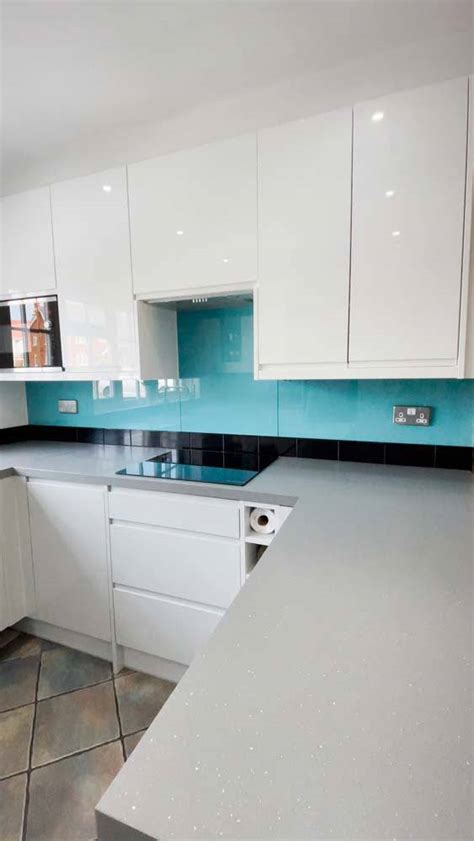 Blue Diamond Colour Glass Splashback Bespoke Splashbacks 4u
