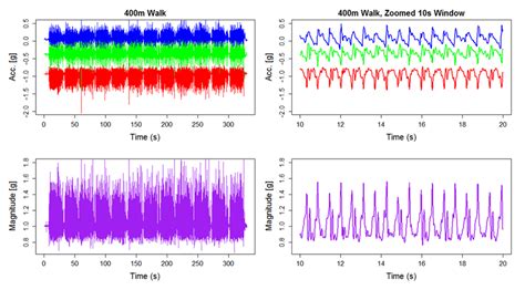 Triaxial Accelerometer Data From The 400 M Walk For A Single Individual