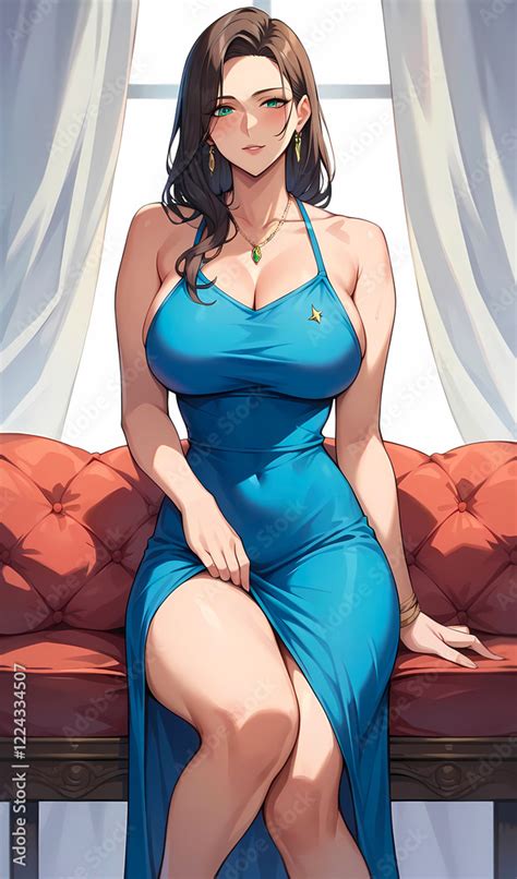 Sensual Mature Anime Beauty With Soft Golden Curls An Alluring Smirk