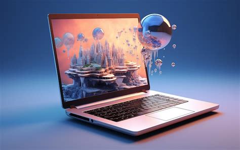 Premium Ai Image 3d Laptop Sleek Device With Screen And Keyboard View