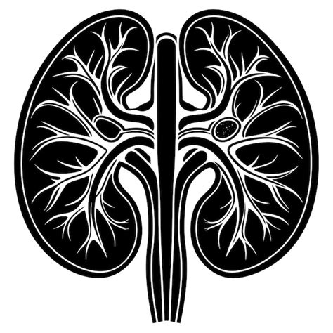 Menselijke Nier Zwarte Silhouet Vector Illustratie Interne Anatomie Van