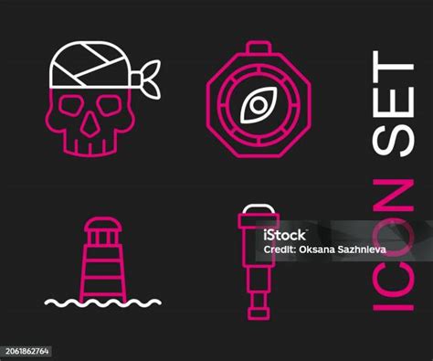망원경 렌즈 등대 나침반 해적 선장 아이콘을 설정합니다 벡터 가공의 인물에 대한 스톡 벡터 아트 및 기타 이미지 가공의 인물 건축하기 광학 기기 Istock