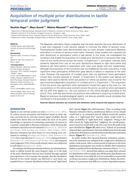 Pdf Acquisition Of Multiple Prior Distributions In Tactile Temporal Order Judgment