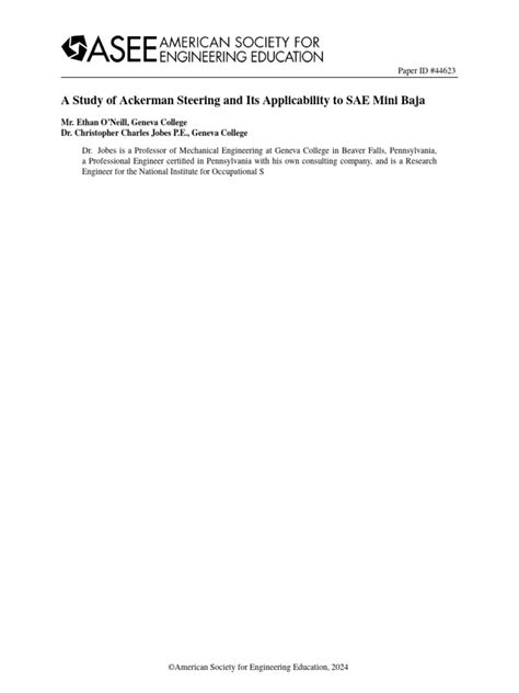 A Study Of Ackerman Steering And Its Applicability To Sae Mini Baja