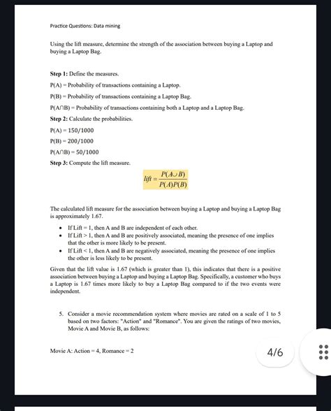 Solved Practice Questions Data Mining 1 A Database Has 4