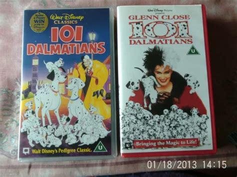 2 VHS TAPES Disney 101 Dalmatians Classic Animation Glenn Close
