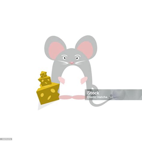 흰색 추상 배경 벡터 일러스트 레이 션에 고립 된 쥐와 치즈 만화 캐릭터 귀여운에 대한 스톡 벡터 아트 및 기타 이미지 귀여운 꼬리 노랑 Istock