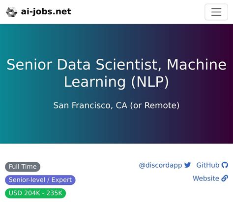 [hiring] senior data scientist machine learning nlp remote r ai ml jobs
