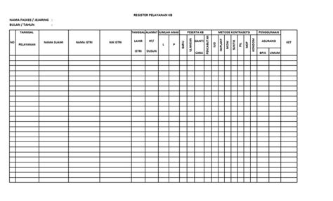 Register Pelayanan Kb Pdf
