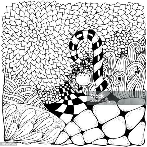 흑백 추상 판타지 그림입니다 긴 도로와 조명 색칠 공부 에 대 한 패턴입니다 손으로 그린 민족 복고풍 낙서 벡터 디자인 요소 낙서 드로잉에 대한 스톡 벡터 아트 및 기타