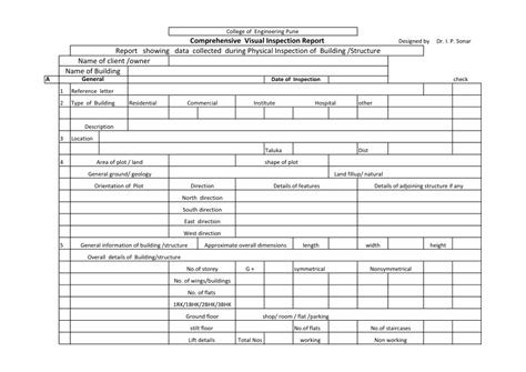 Engineering Inspection Report Template Toptemplate My Id