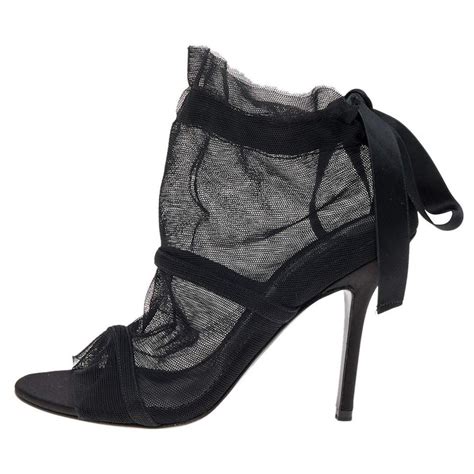 Dolce And Gabbana Black Fabric Peep Toe Booties Size 35 5 For Sale At