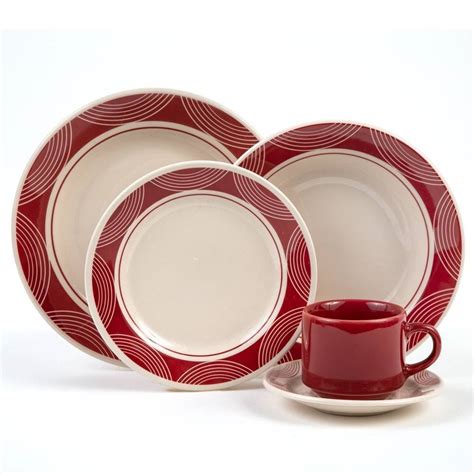 Aparelho De Jantar Havan Casa Arcos 20 Peças Branco e vermelho