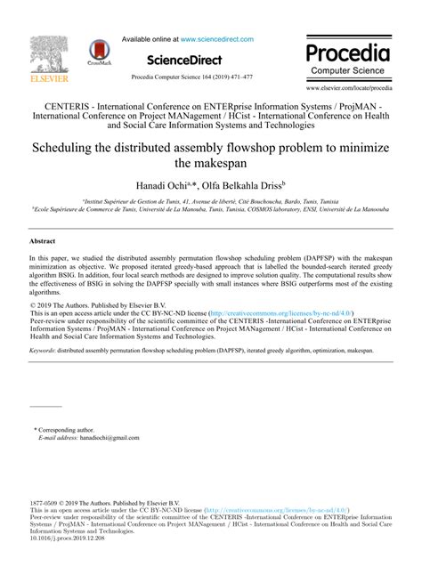 Pdf Scheduling The Distributed Assembly Flowshop Problem To Minimize