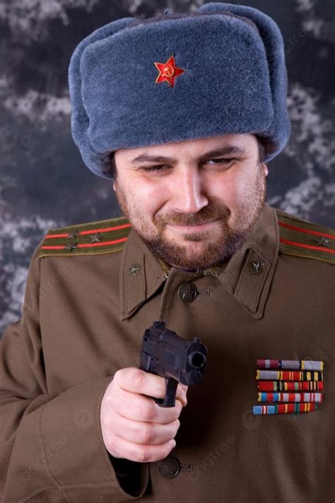 Young Man Dressed As Russian Military Photo Background And Picture For