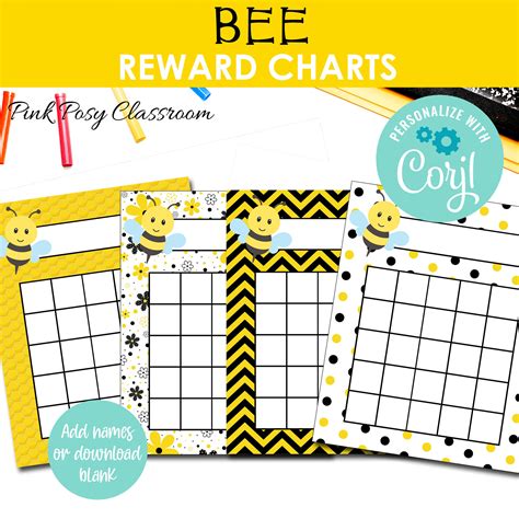 Editable Reward Charts Bee Reward Charts Classroom Decorations