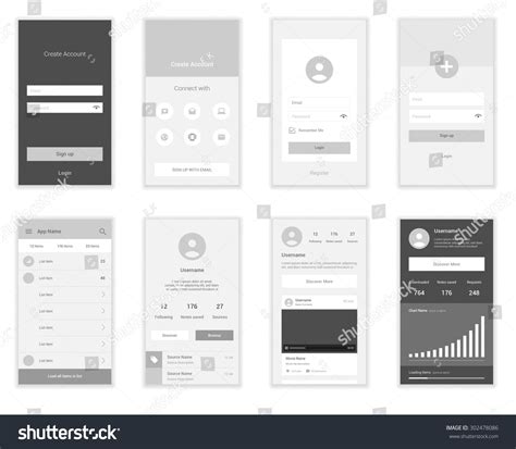 Mobile Screens User Interface Kit Modern Stock Vector Royalty Free