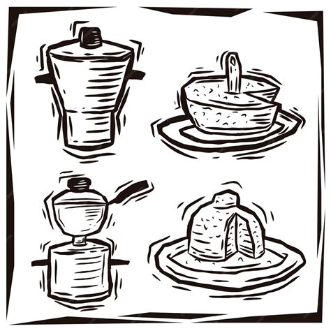 Premium Vector Cuscuz And Cuscuzeira In A String Style Vectorized