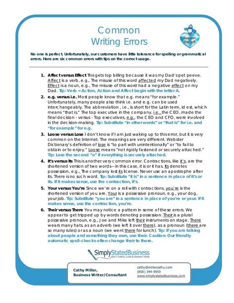 common writing errors