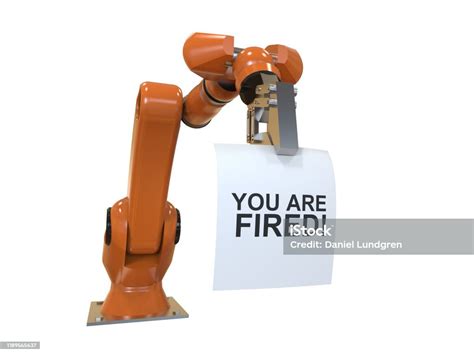 흰색 배경에 고립 된 인간의 노동을 대체하는 로봇 팔의 3d 일러스트 개념 로봇에 대한 스톡 사진 및 기타 이미지 로봇 실업 3차원 형태 Istock