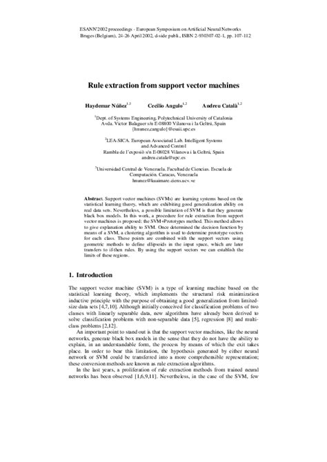 Pdf Rule Extraction From Support Vector Machines