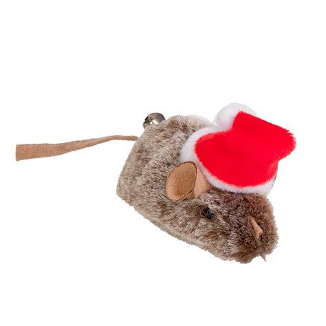 Mysz z dzwonkiem 8 cm zabawka dla kota brązowa sklep John Dog