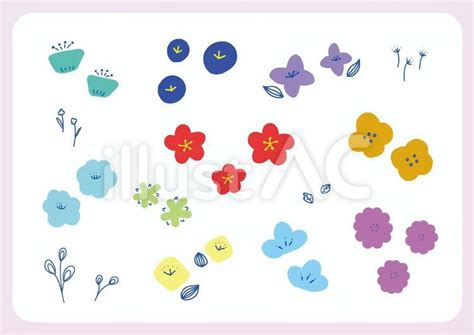 手描きのカラフルなお花セットイラスト No 23088136／無料イラスト フリー素材なら「イラストac」