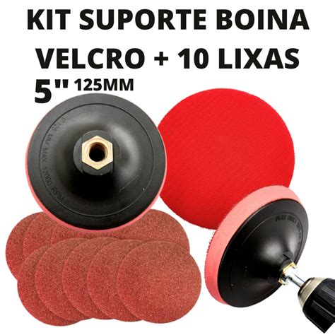 SUPORTE DE LIXA DE VELCRO 125mm 10 DISCOS DE LIXA PARA FURADEIRA