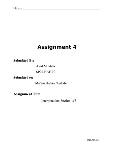 SP20baf021 BT Assignment 1 P A G E Assignment 4 Submitted By Asad