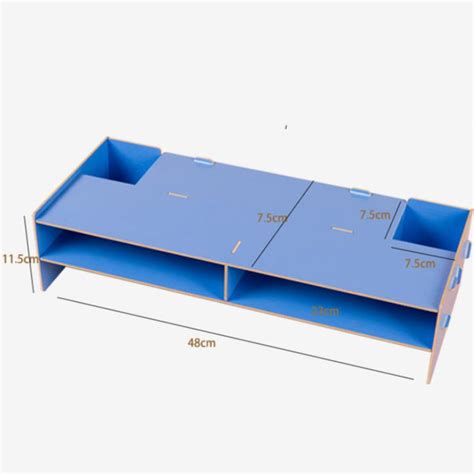 Assembled Computer Monitor Rack 3 Layers Wood Offi Vicedeal