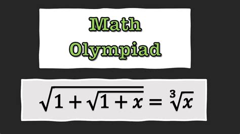 Math Olympiad Radical Equations YouTube