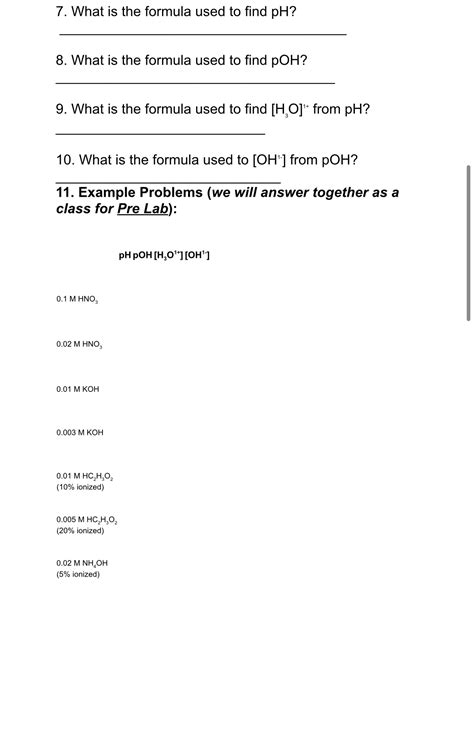 Solved What Is The Formula Used To Find Ph What Is The Chegg Com